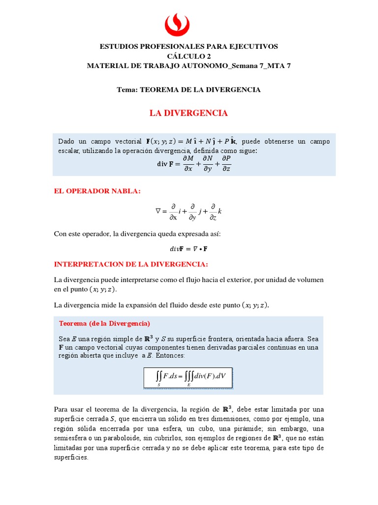 Teorema de La Divergencia | PDF | Divergencia | Integral