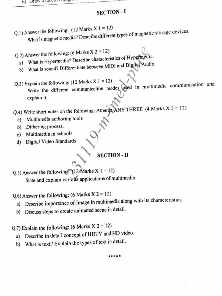 Multimedia Bca3 Sample Paper | PDF | Multimedia | High Definition ...