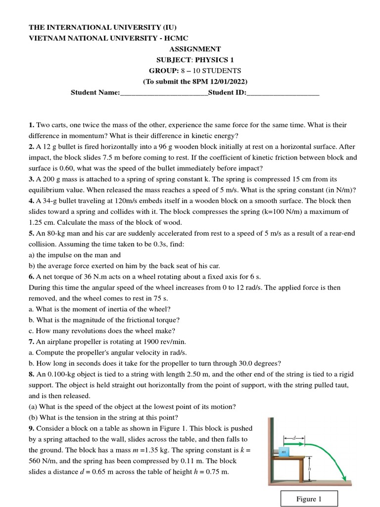 Assignment Physics 01 012022 | PDF | Force | Speed