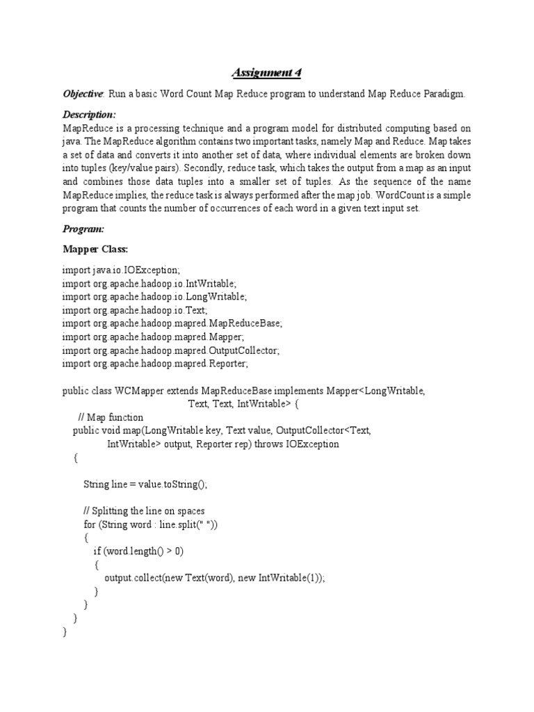 Exp 4 Word Count | Download Free PDF | Map Reduce | Computer Science