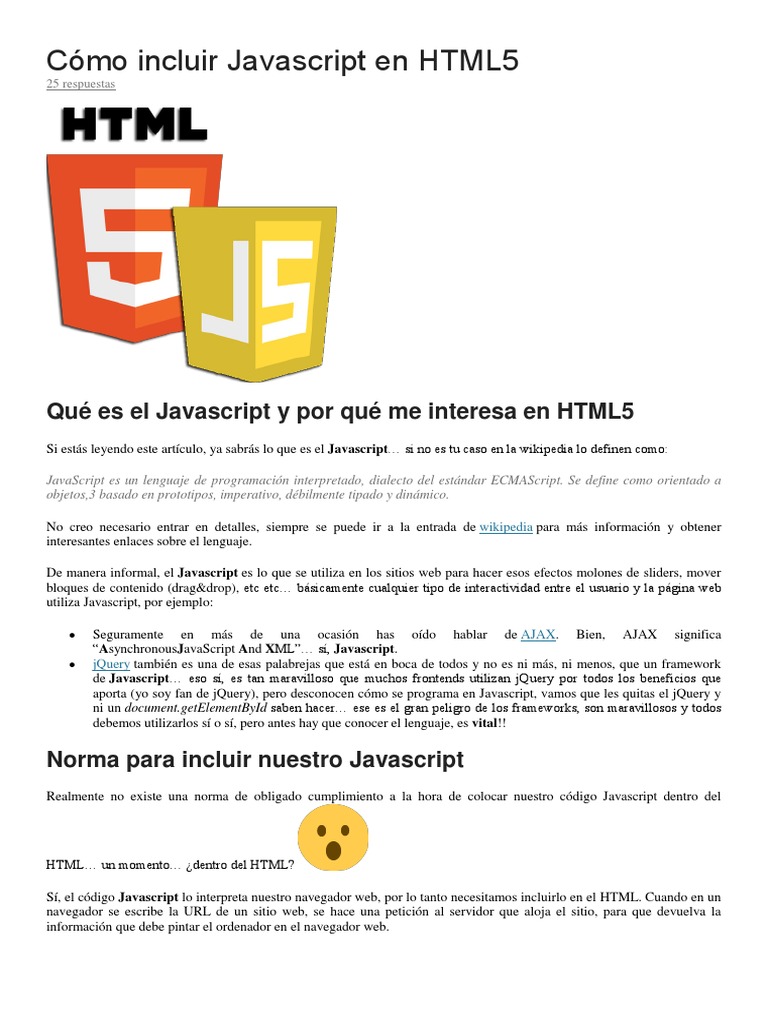 Como Insertar Código Javascript en HTML5 | PDF | Script Java | HTML