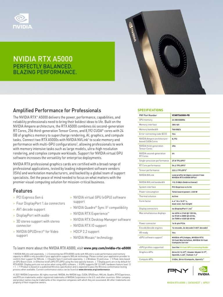 Nvidia RTX A5000 Datasheet | PDF | Graphics Processing Unit | Computer ...