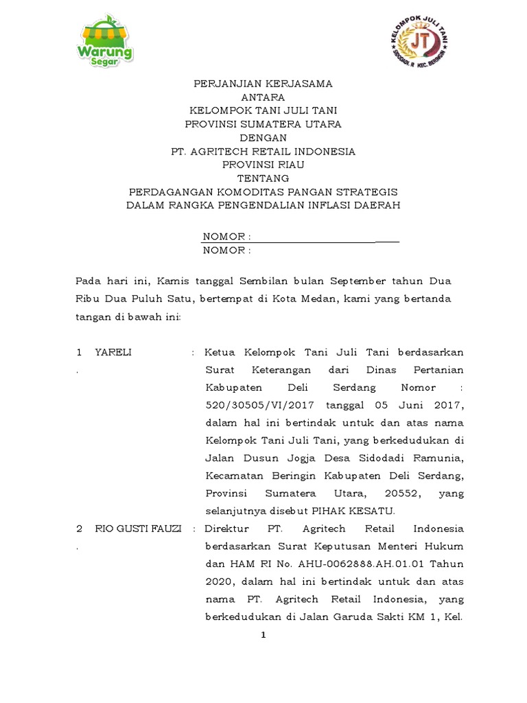 PKS Juli Tani Dan Warung Segar - Mfs | PDF