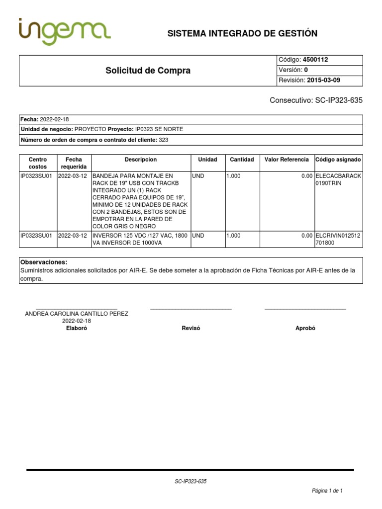 Solicitud - de - Compra-SC-IP323-635 Adicional Rack, Bandeja e Inversor ...