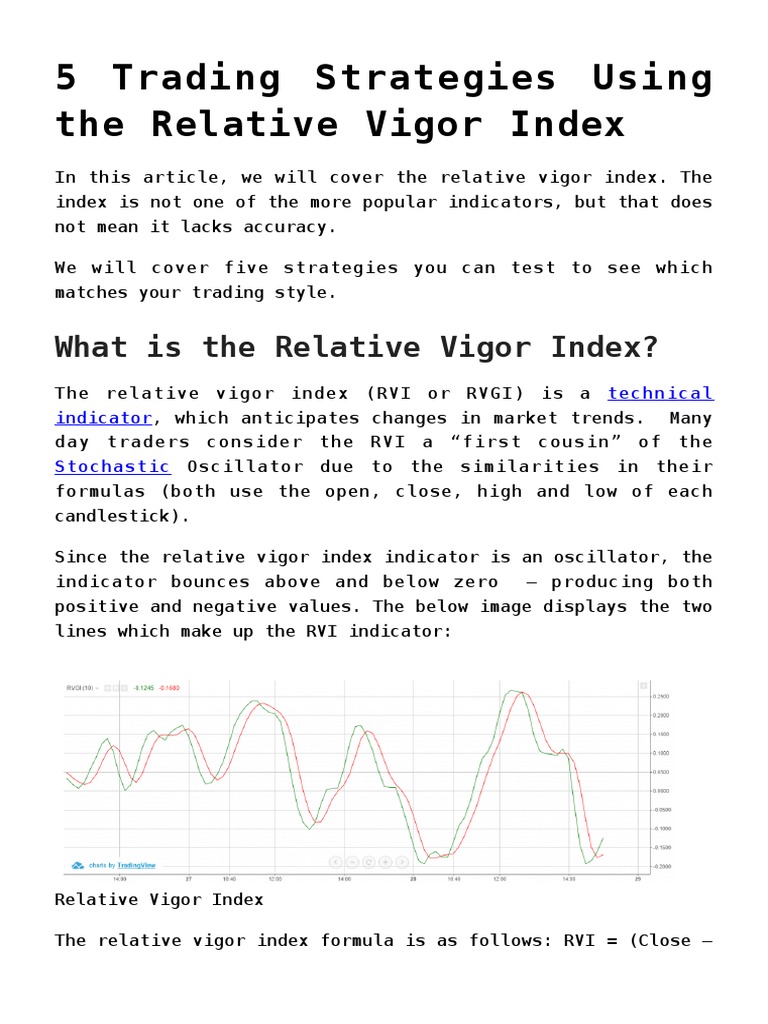 5 Trading Strategies Using The Relative Vigor Index | PDF | Financial ...