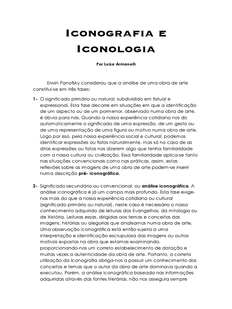 Panofsky. Erwin. Iconografia e Iconologia. Armanelli, Luiza | PDF ...