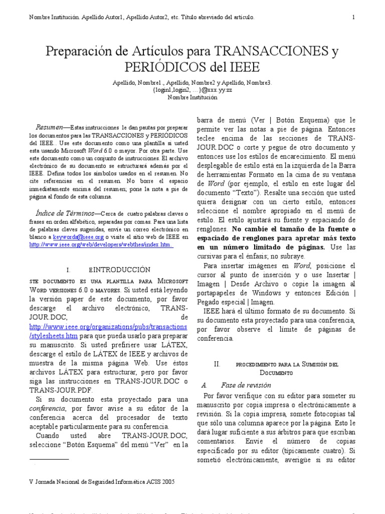 Formato Articulo IEEE | PDF | Comillas | Microsoft Word