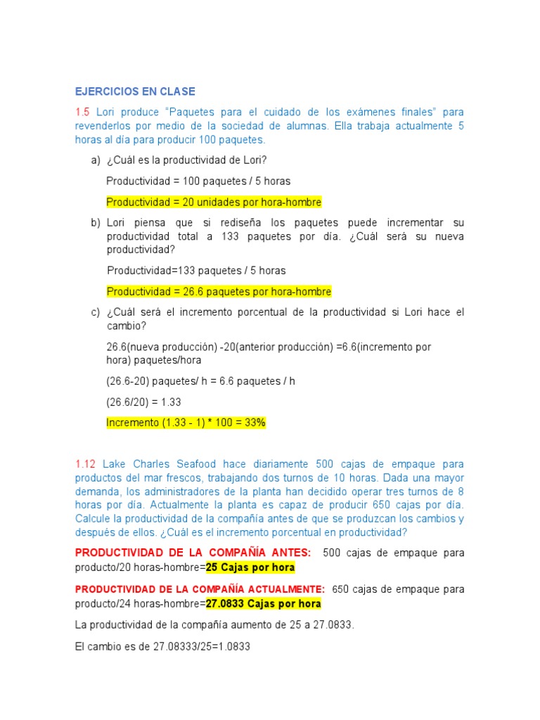 Ejercicios en Clase | PDF | Economias | Business