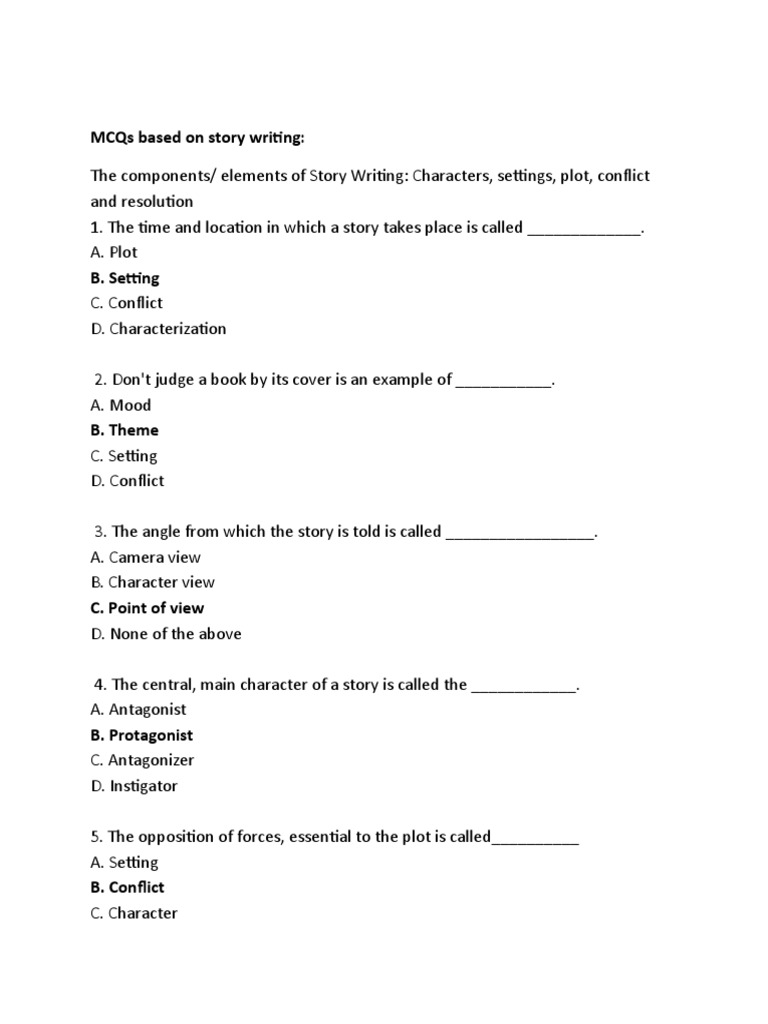 Mcqs Based On Story Writing | PDF | Plot (Narrative) | Fantasy