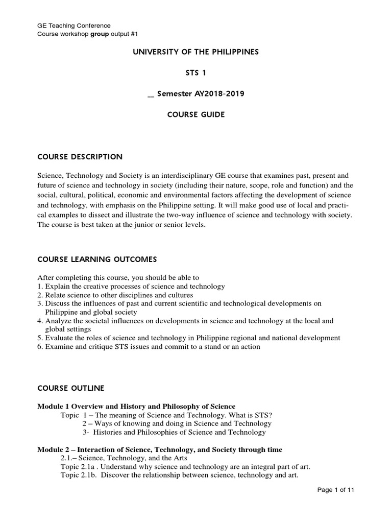 CourseGuide STS 1 Modules | PDF | Science | Genetically Modified Organism