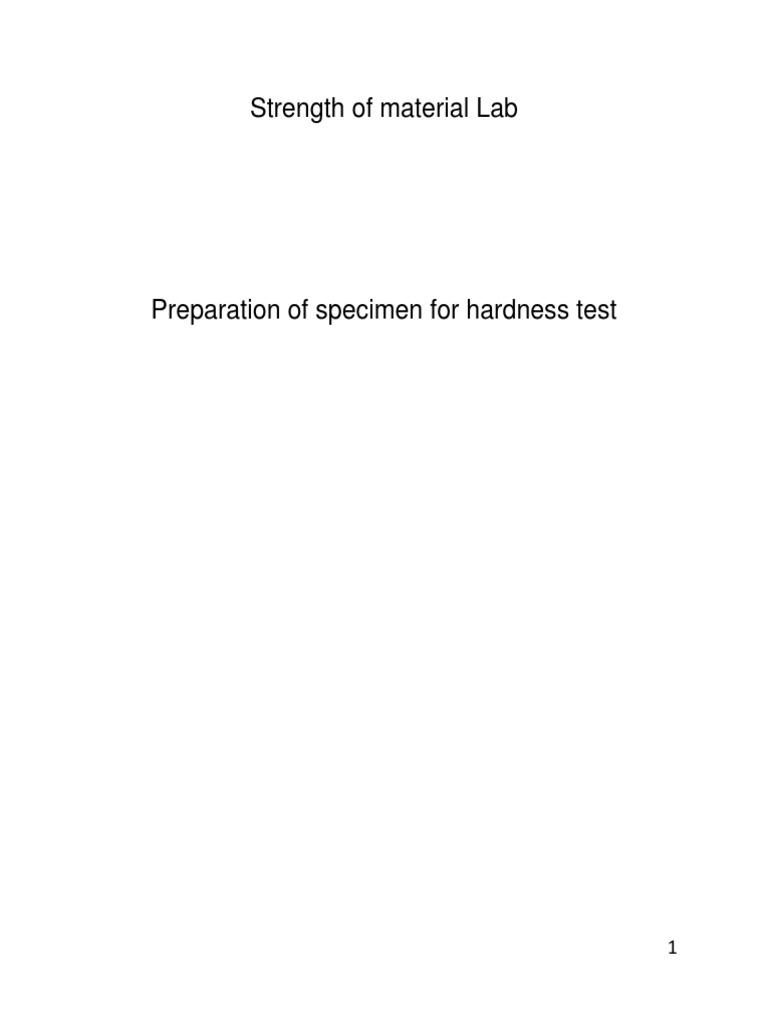 Preparation of Specimen For Hardness Test | PDF | Hardness | Grinding ...