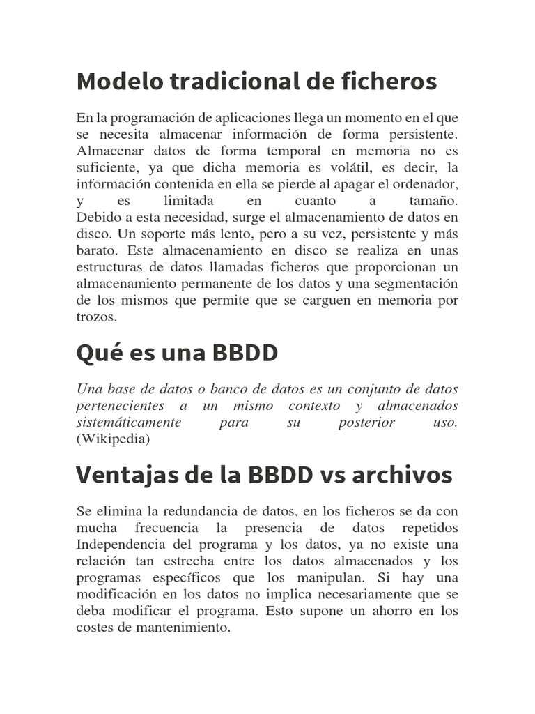 Introduccion A Las BBDD Relacionales | PDF | Bases de datos | Base de ...