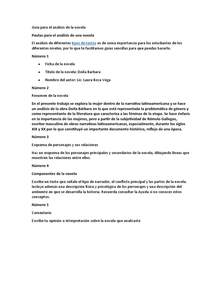 Guía para El Análisis de La Novela | PDF