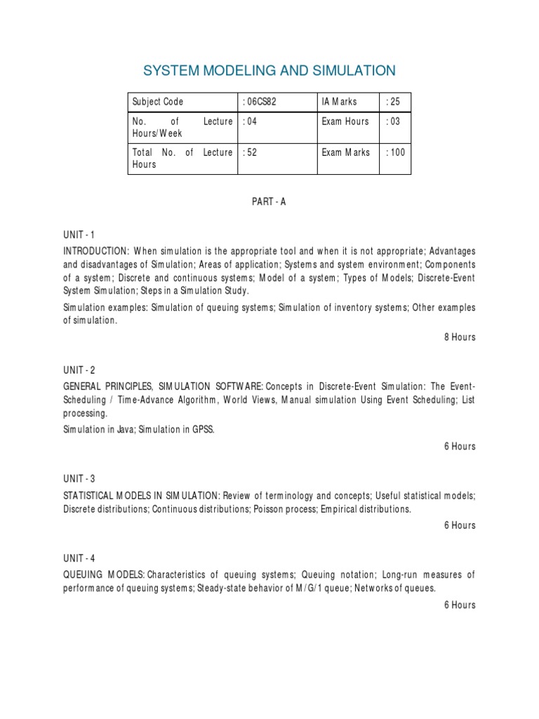 System Modeling And Simulation
