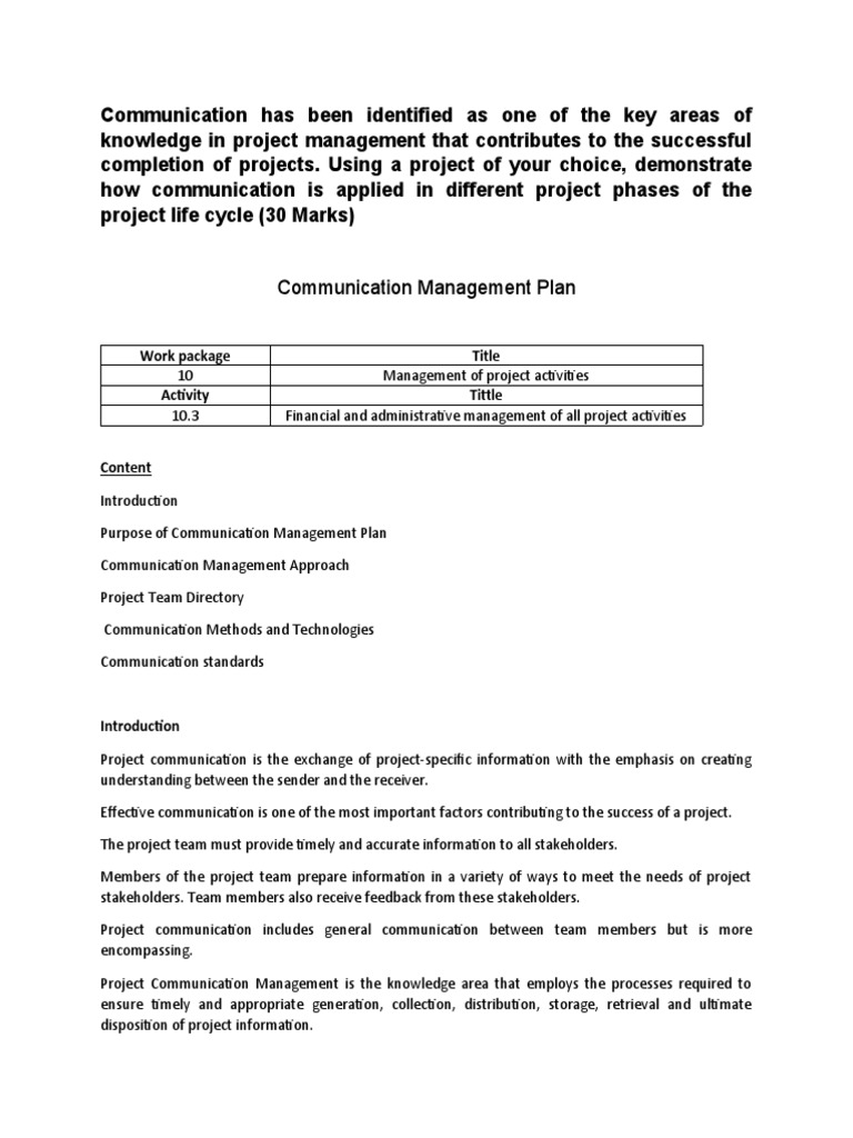 Communication Management Plan | PDF | Communication | Information