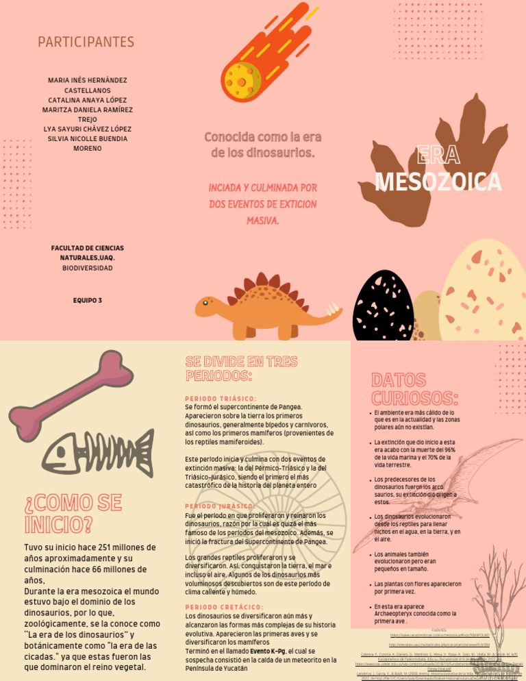 Triptico Equipo3 | PDF | Dinosaurios | Ciencias de la Tierra