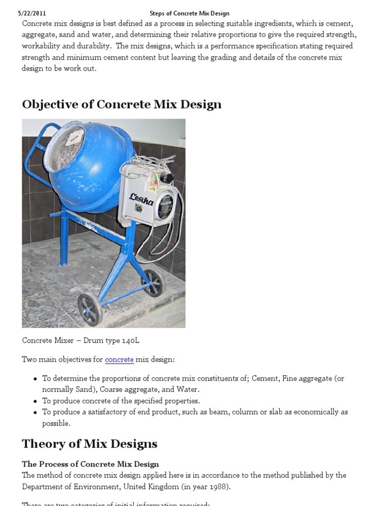 Steps of Concrete Mix Design | PDF | Construction Aggregate | Concrete