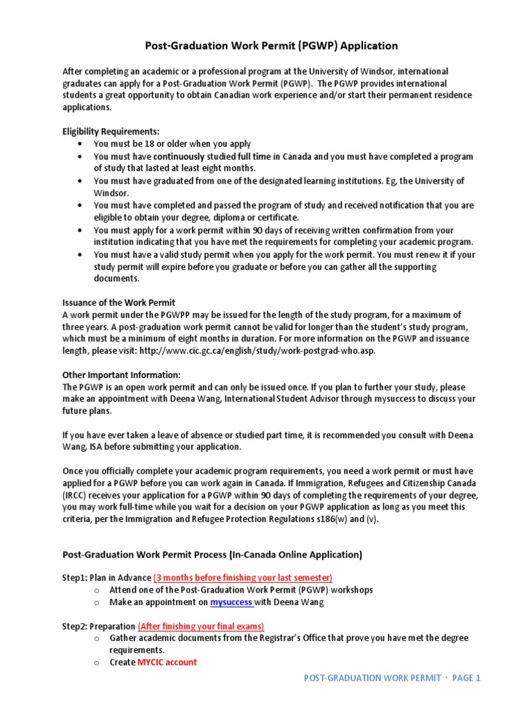 Final - Post-Graduation Work Permit - Process - Ultimate | PDF | Human ...