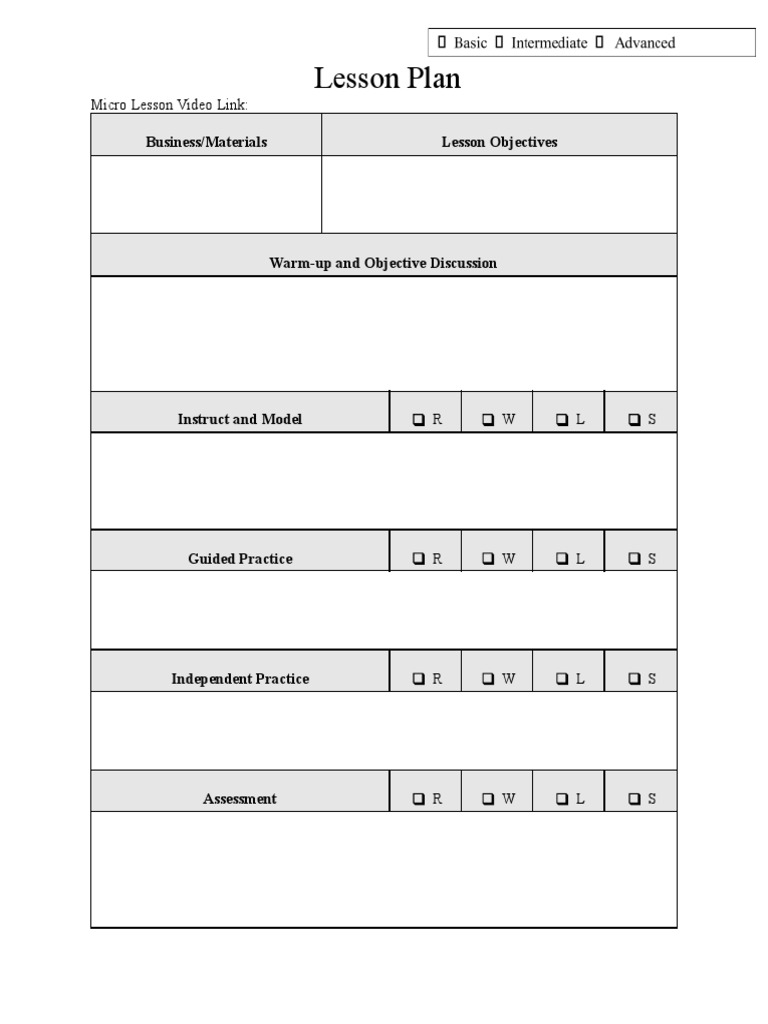 Lesson Plan Template W - Video Link | PDF