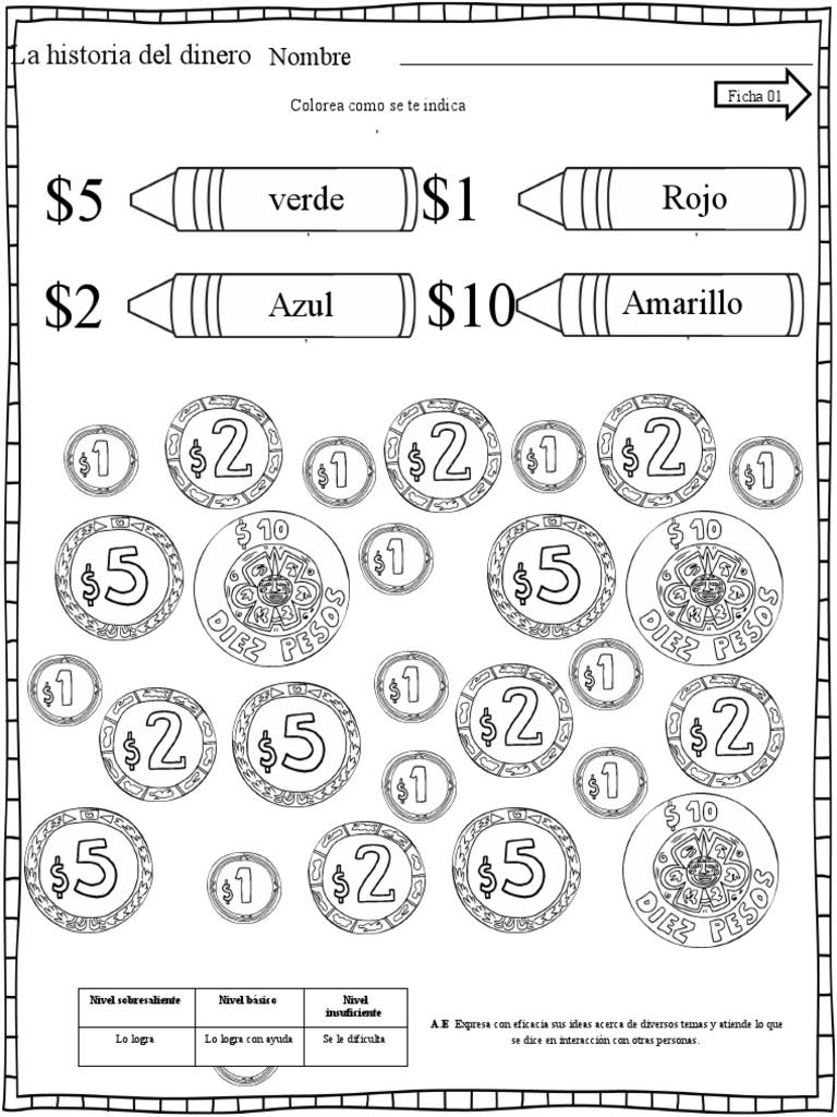 Hoja De Trabajo Para Contar Monedas, Segundo Grado
