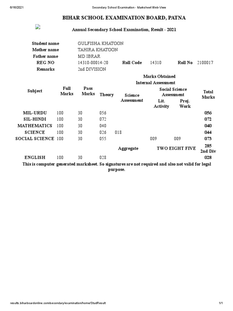 Annual Examination Result - 2021 - School and Examination Manager ...