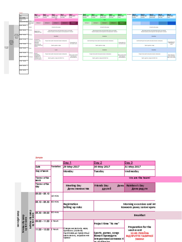 Camp Planner - XLSX 1 | PDF