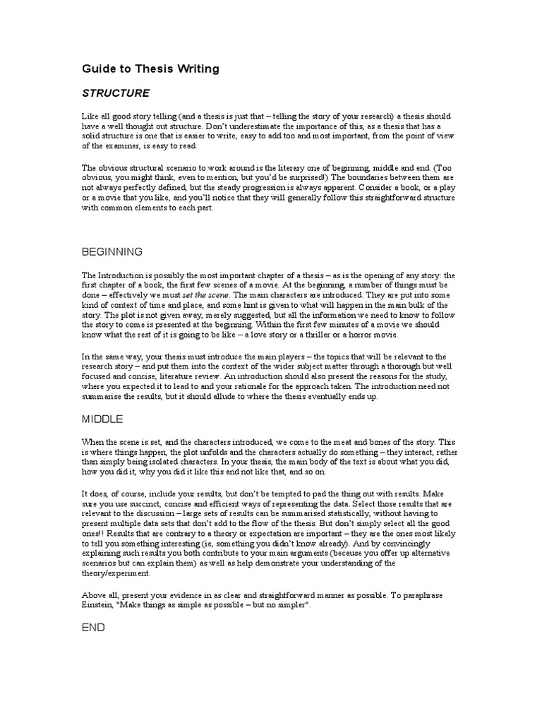 Guide To Thesis Writing: Structure | PDF | Thesis | Theory