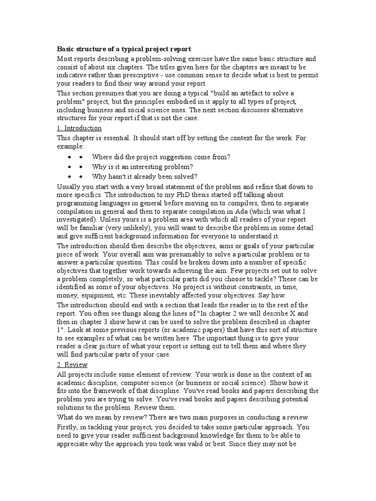 Basic Structure of A Typical Project Report | PDF | Design | Trials