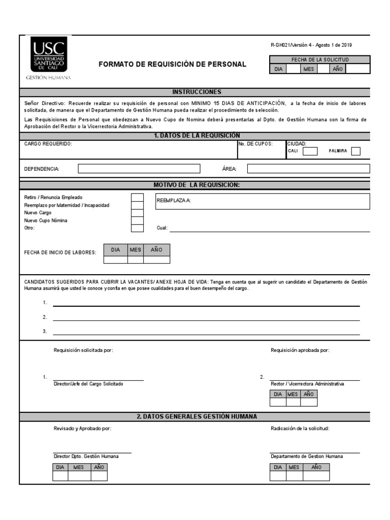 Formato de Requisicion de Personal | PDF | Gobierno