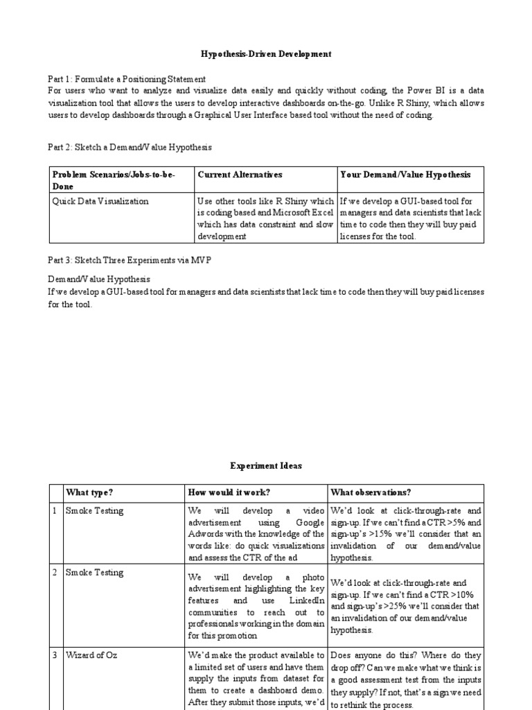 Hypothesis Driven Development 11 | PDF | Visualization (Graphics ...