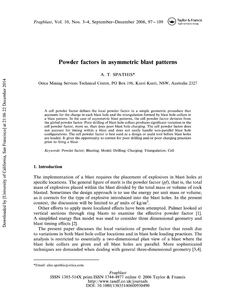 Spathis, A.T. (2006) - Powder Factors in Asymmetric Blast Patterns | PDF