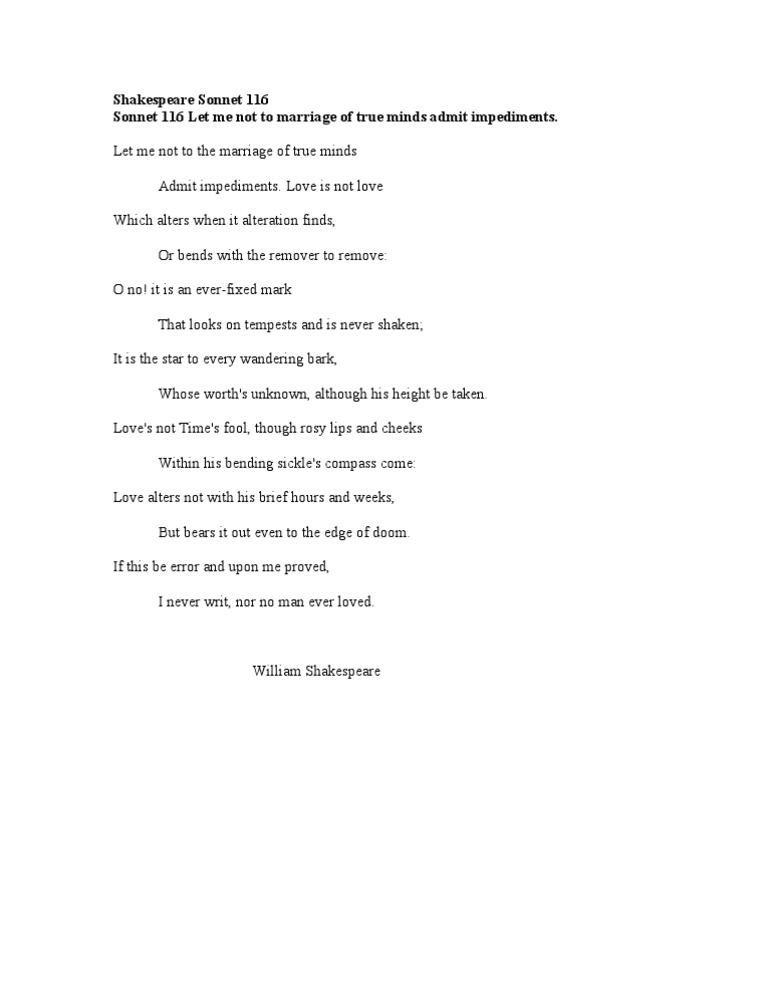 Shakespeare Sonnet 116 | PDF | Poetry
