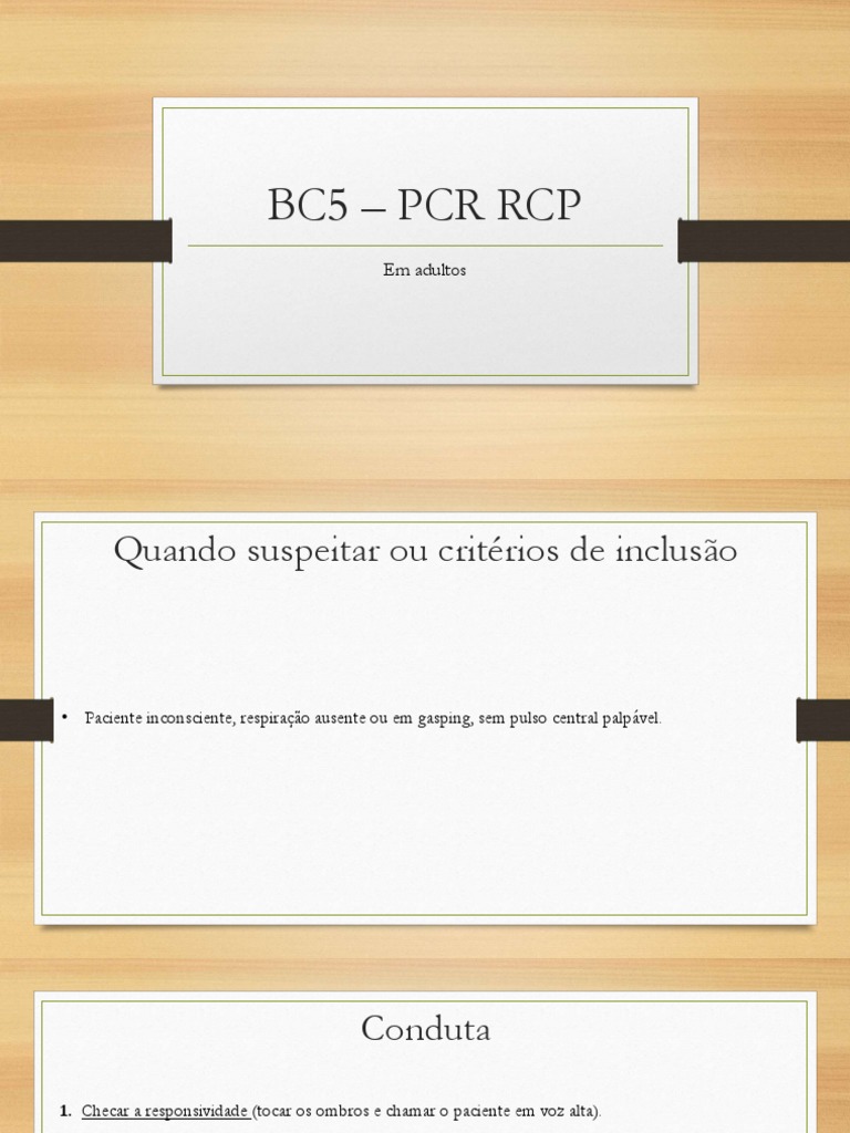 Aula 4. BC5, BC6, BC7 e BC8 - PCR RCP | PDF | Reanimação cardiopulmonar ...