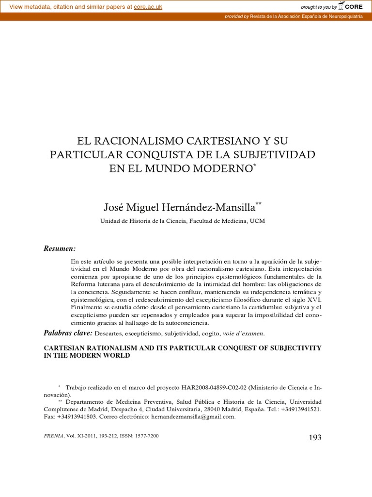 Cogito Cartesiano | PDF | René Descartes | Verdad