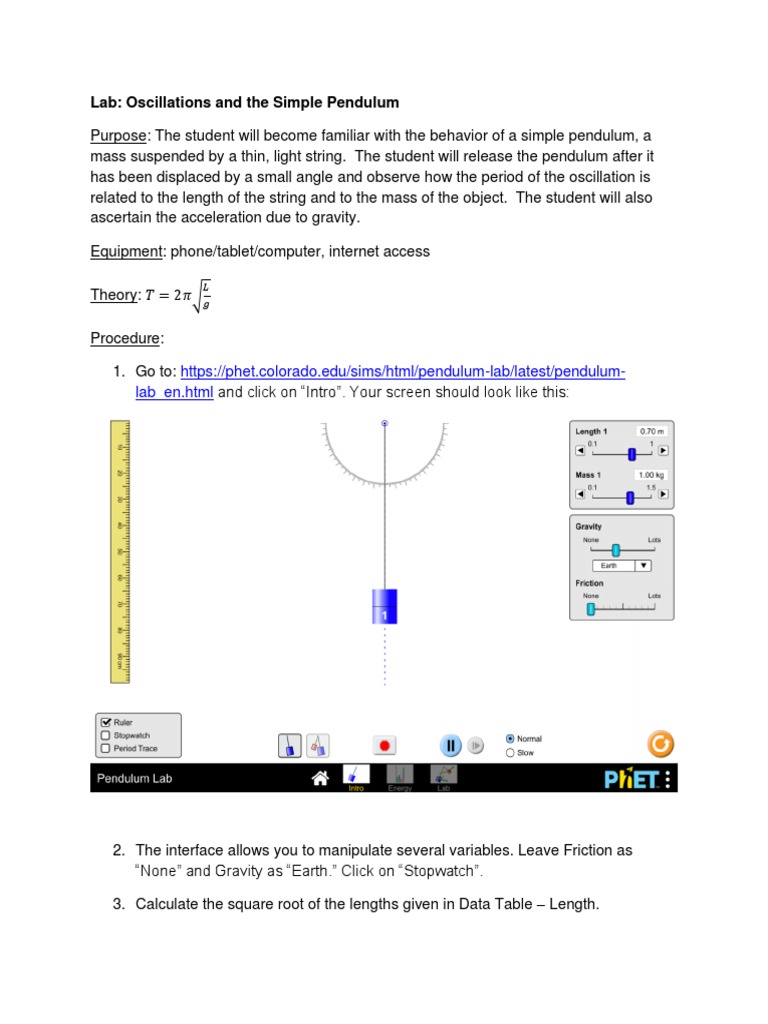 Lab: Oscillations and The Simple Pendulum | PDF | Pendulum | Time