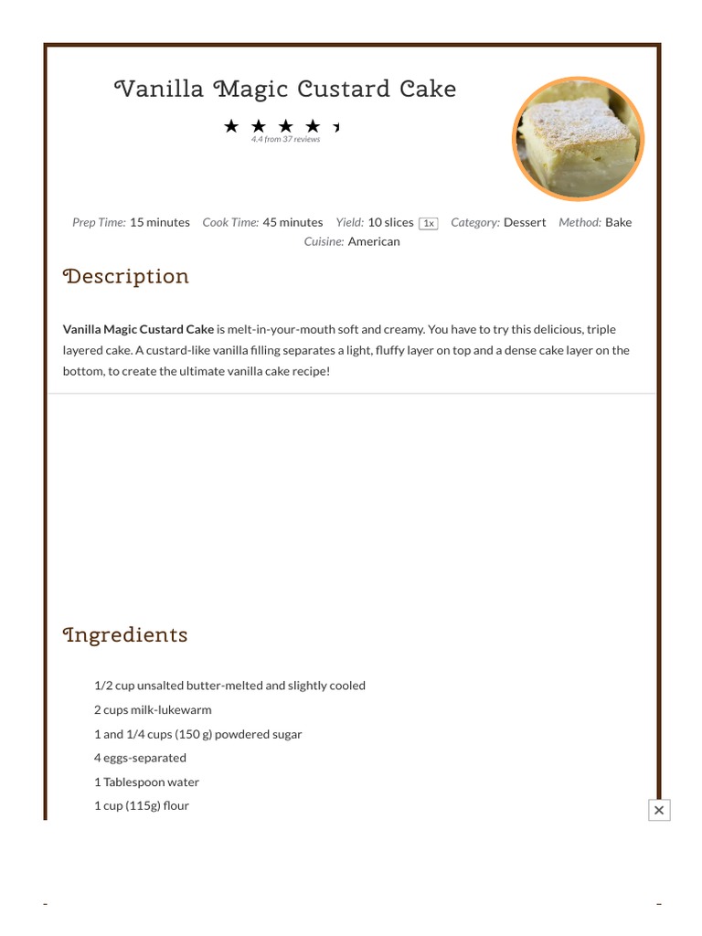 Vanilla Magic Custard Cake - Homemade Triple Layer Vanilla Cake Recipe ...