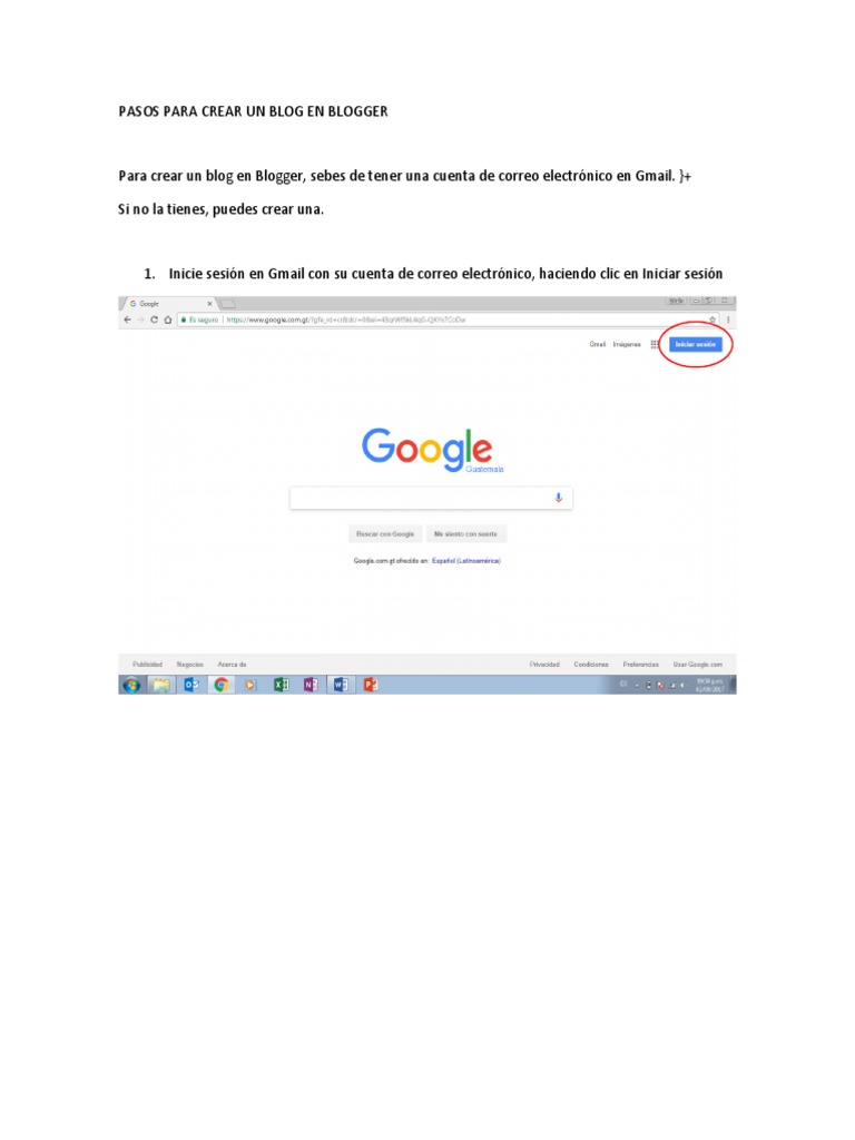 Pasos para Crear Un Blog en Blogger-1 | PDF | Blog | Gmail