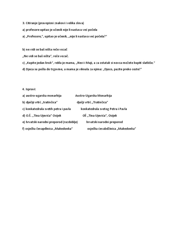 Vježba-Pravopisni ZN., Navodnici | PDF