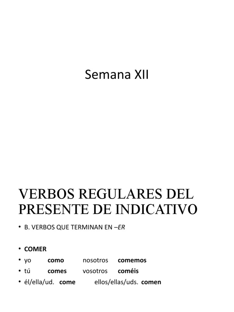 Verbos Regulares en Presente de Indicativo | PDF