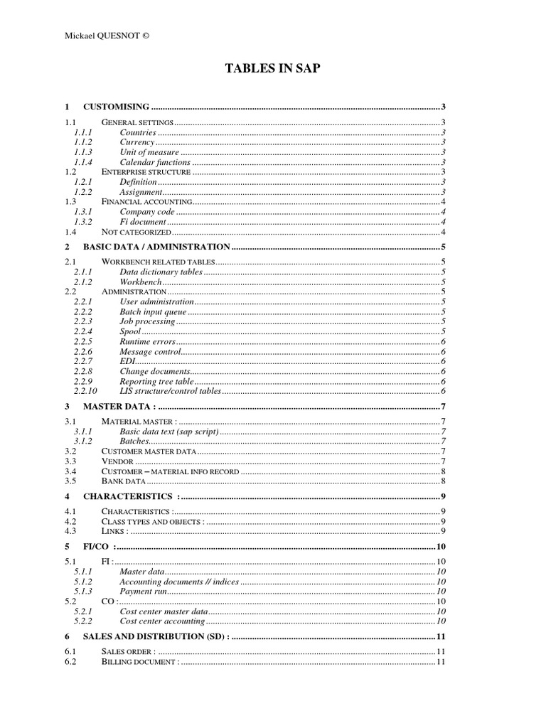 Sap Important Tables | PDF | Electronic Data Interchange | Business