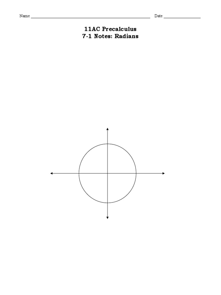 11ac 7-1 Guided Notes Radians | PDF