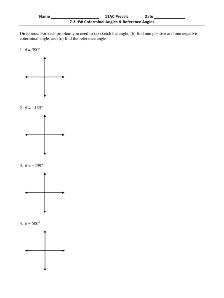 Coterminal & Reference Angles Guide | PDF
