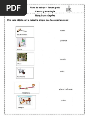 Hoja De Trabajo Para Unir Mquinas Simples Y Sus Funciones