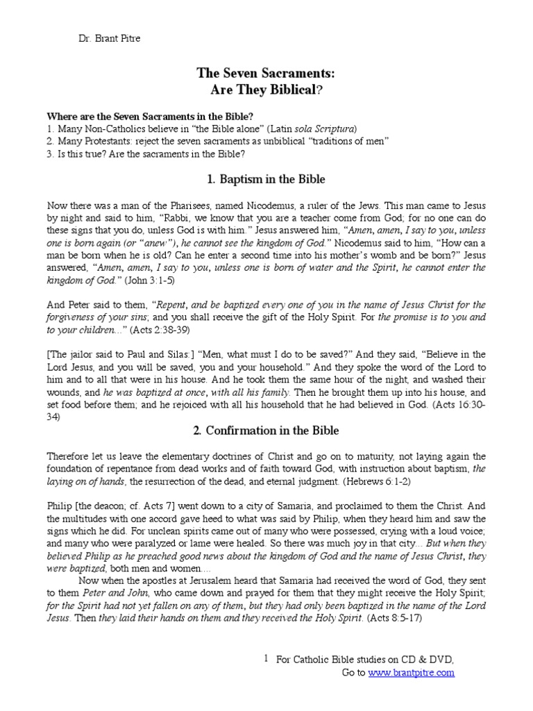 The Biblical Basis for the Seven Sacraments | PDF | Baptism | Aaron