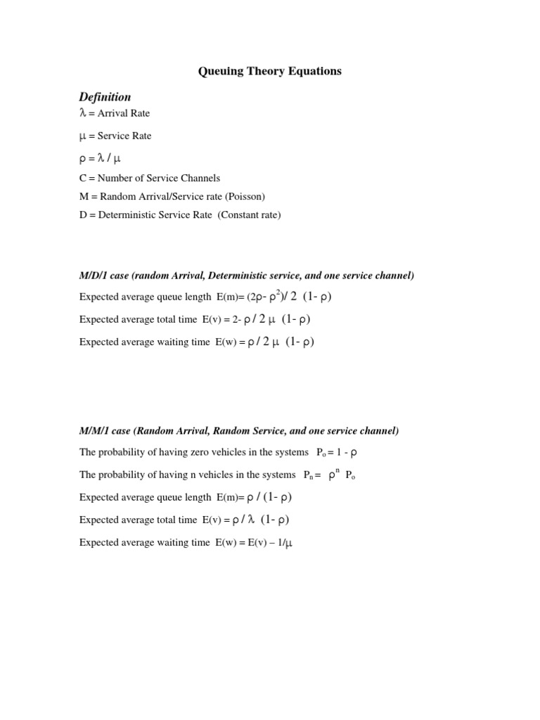 Queuing Theory Equations | PDF | Statistical Theory | Physics