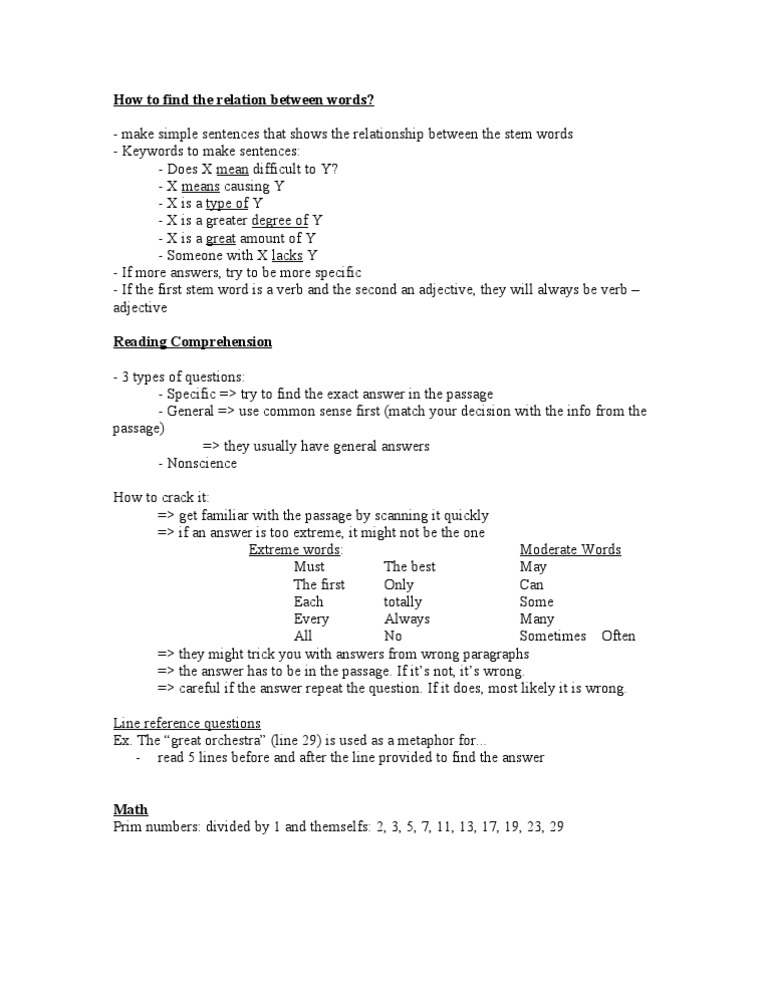 Understanding Word Relationships and Comprehension | PDF