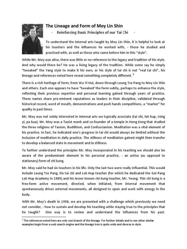 The Lineage and Form of Moy Lin Shin: - Reinforcing Basic Principles of ...