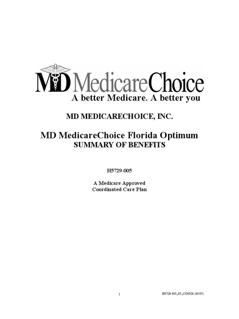 MD MedicareChoice Florida Optimum Benefits | PDF