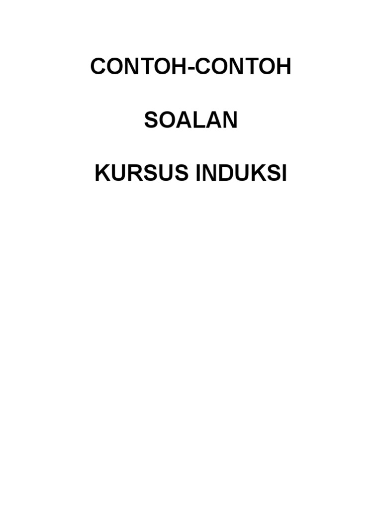 Contoh Soalan Kursus Induksi | PDF