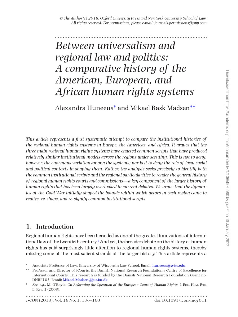 Between Universalism and Regional Law and Politics: A Comparative ...